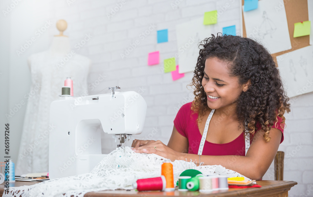 Girl At Sewing Machine