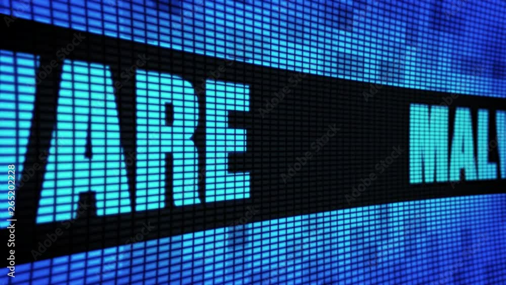 Malware Side Text Scrolling on Light Blue Digital LED Display Board ...