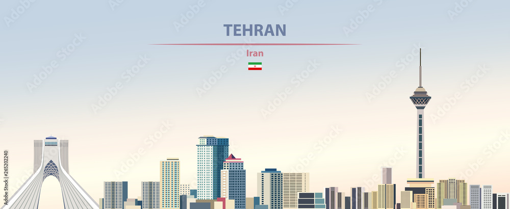 Tehran city skyline on colorful gradient beautiful daytime background ...