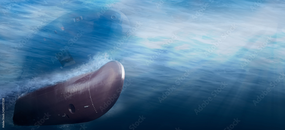 Big cargo ship sailing in the sea to International Shipping container ...