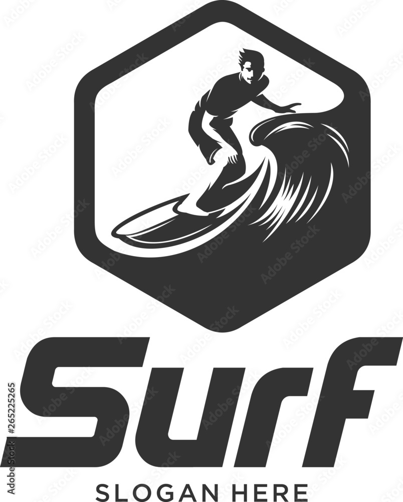 surfing emblem logo vector Stock Vector | Adobe Stock
