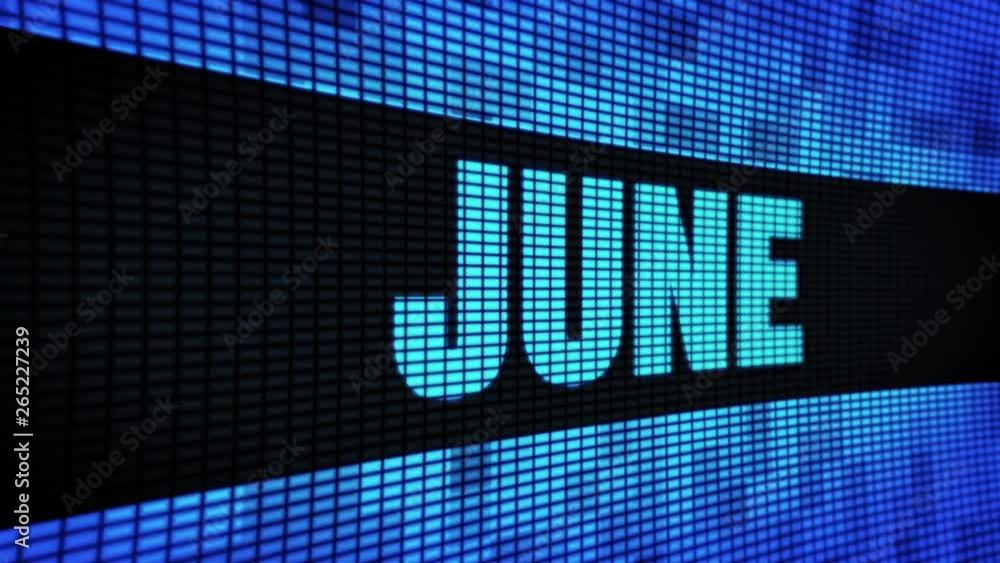 June Side Text Scrolling on Light Blue Digital LED Display Board Pixel ...