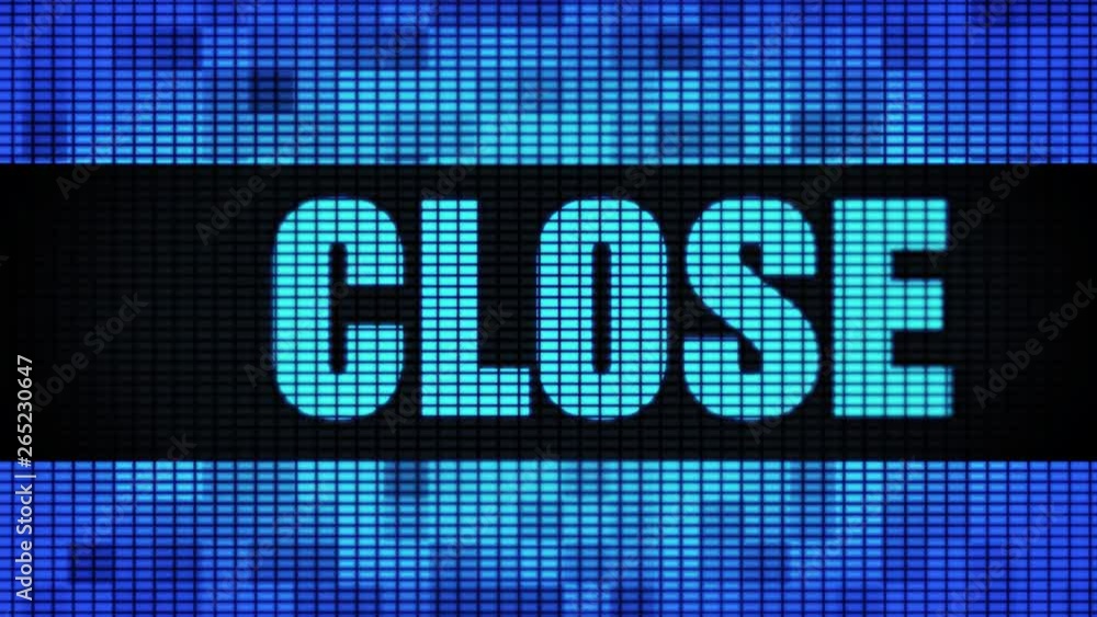 Close Front Text Scrolling on Light Blue Digital LED Display Board ...