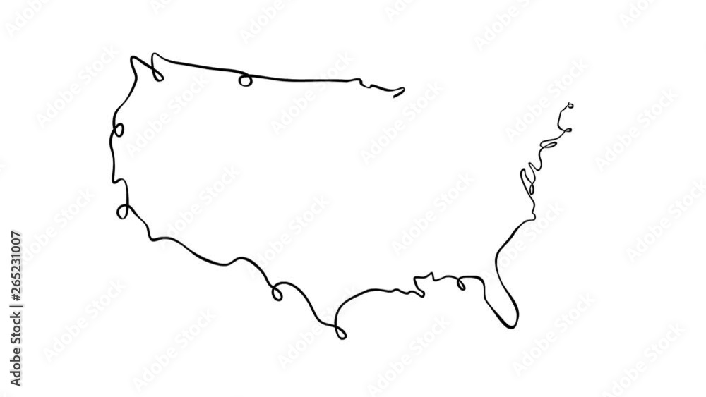 Video Stock 2d Animation motion graphics drawing of a map of the United ...