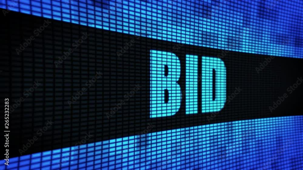 Bid Side Text Scrolling on Light Blue Digital LED Display Board Pixel ...