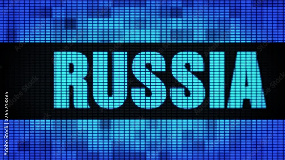 RUSSIA Front Text Scrolling on Light Blue Digital LED Display Board ...