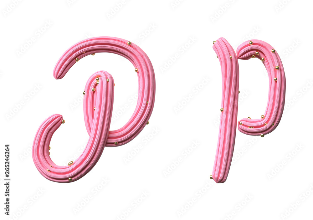Pink cream candy Font Isolated on White Background, 3d rendering ...