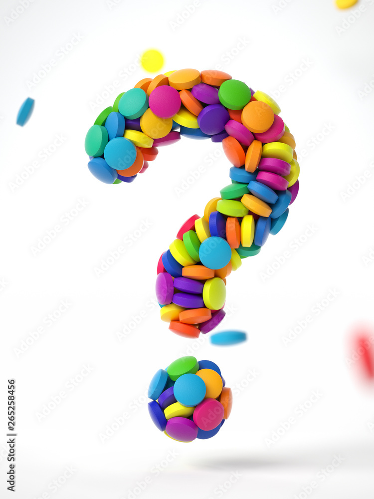 pills as question mark,medical concept. 3d rendering,conceptual image ...