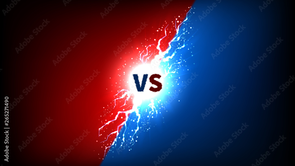 Versus label with lightning effect. Vector illustration with bright ...