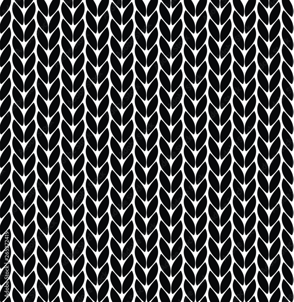 Knitting vector pattern. Vector texture seamless pattern. Black knit ...
