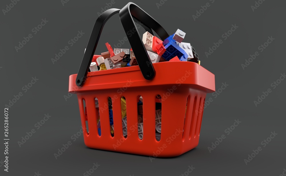 Bricks inside shopping basket Stock Illustration | Adobe Stock
