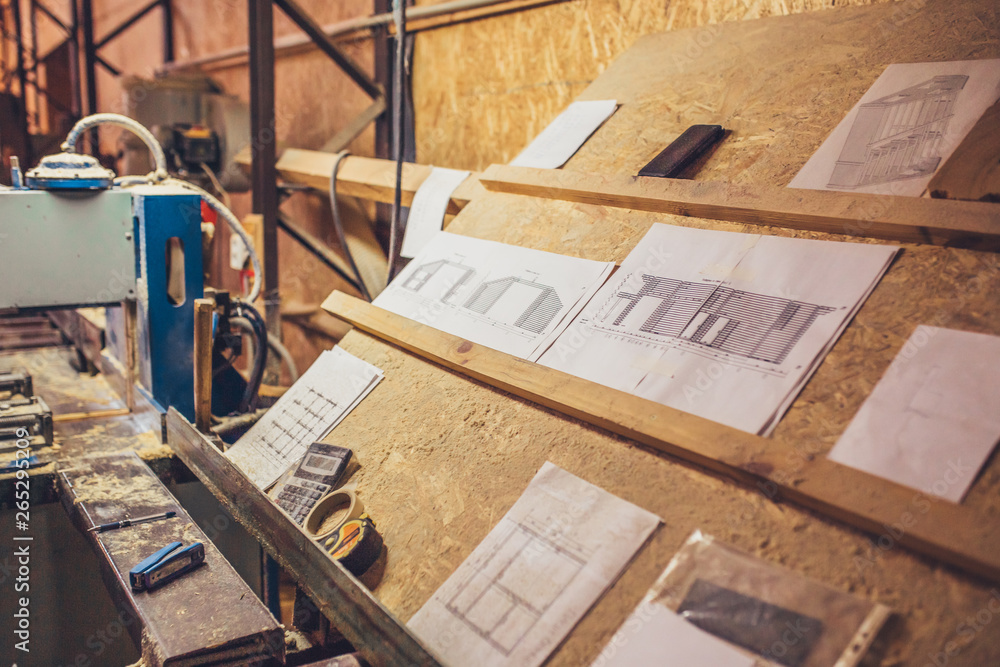 The workplace of the process engineer - drawings and diagram - sawmill ...