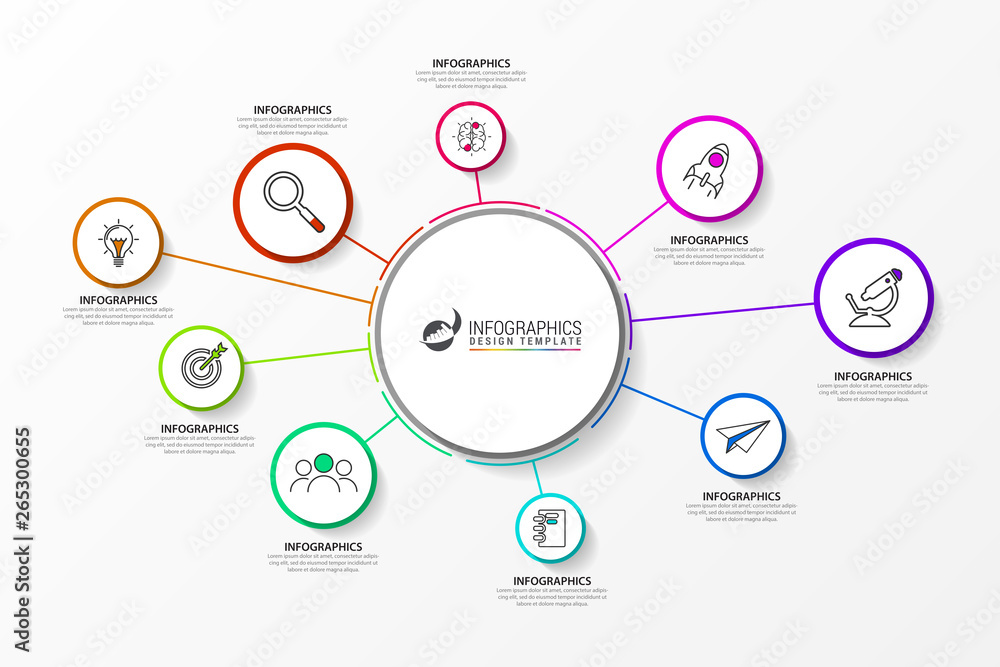 Infographic design template. Creative concept with 9 steps Stock Vector ...