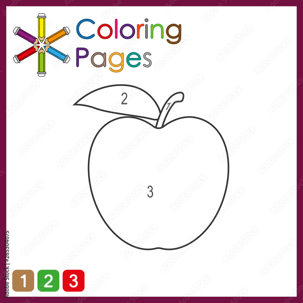 coloring page for kids, color the parts of the object according to ...