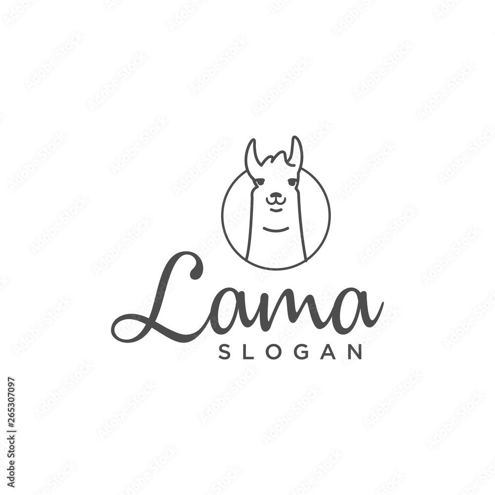 lama line vector illustration logo design Stock Vector | Adobe Stock
