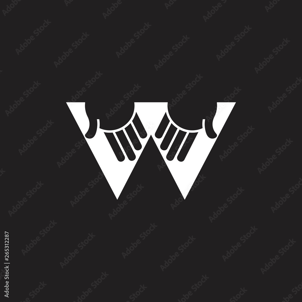 letter w helping hand care gesture logo vectorletter w helping hand ...