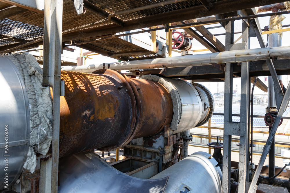 Replacement of thermal insulation on old rusty heat exchanger Stock ...