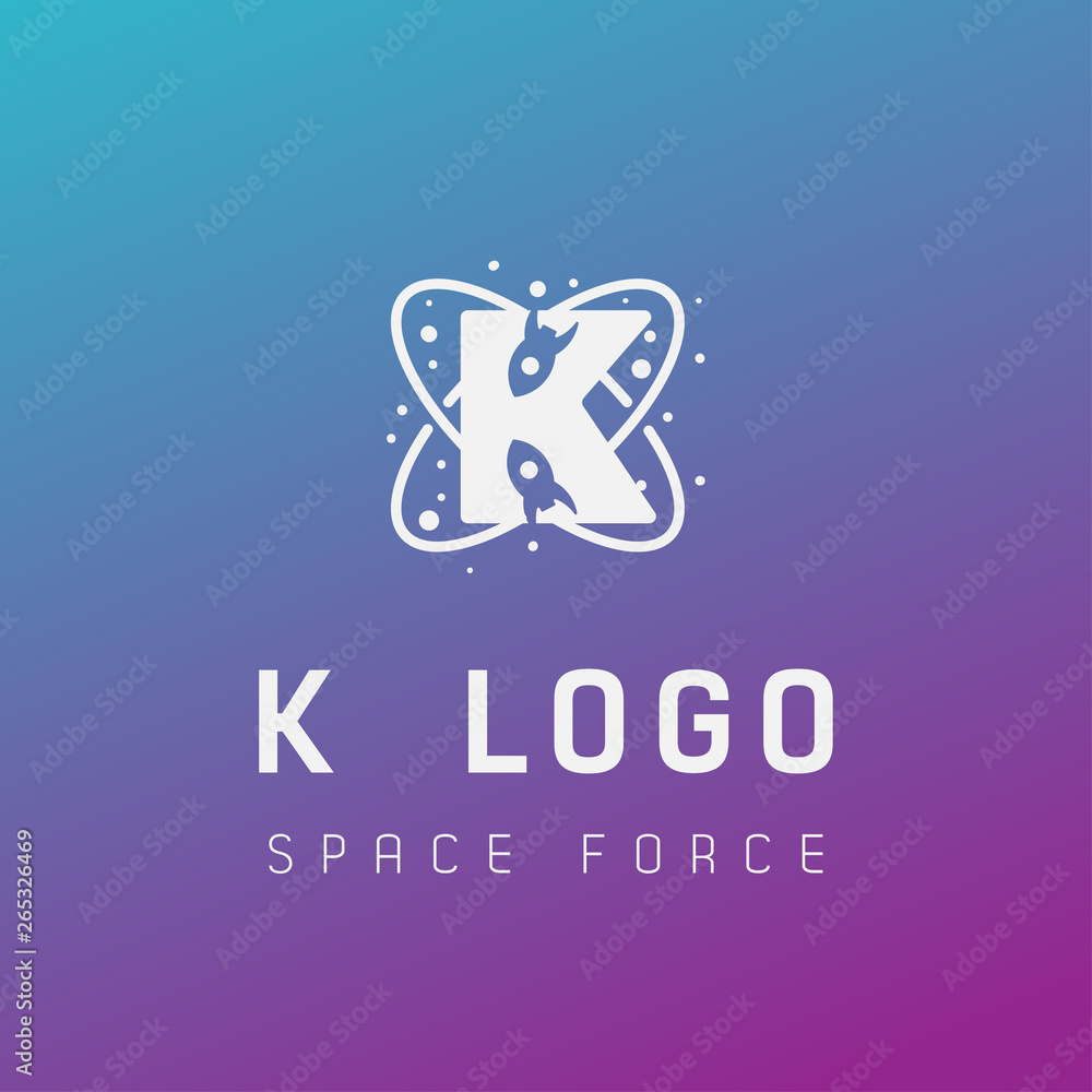 k initial space force logo design galaxy rocket vector in gradient ...