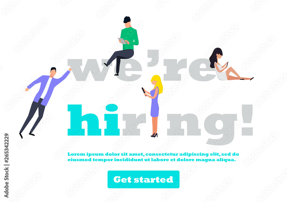 We are hiring illustration concept with small people, it is presented ...