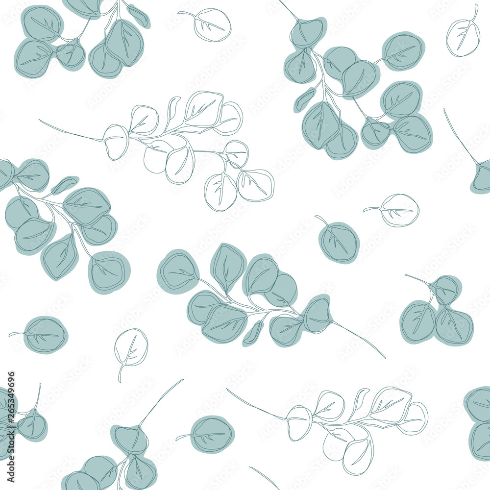 Eucalyptus seamless vector pattern. Hand drawn eucalyptus branch and ...