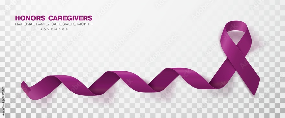 Honors Caregivers. National Family Caregivers Month. Plum Color Ribbon ...