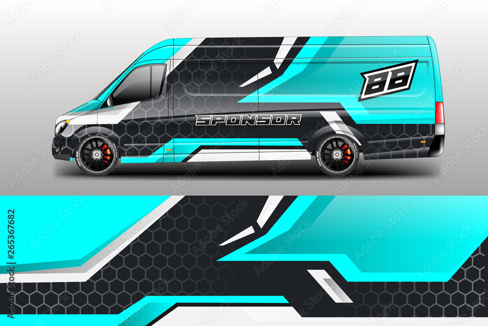 Van decal cargo and car wrap vector . Graphic abstract background ...