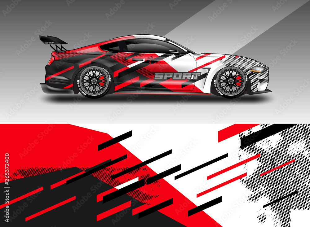 Vettoriale Stock Sport Car decal wrap design vector. Graphic abstract ...