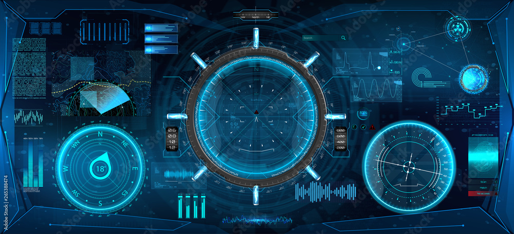 Futuristic VR Head-up Display Design. Sci-Fi Helmet HUD. Future ...