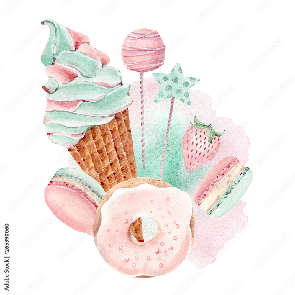 watercolor sweets collection. Stock Illustration | Adobe Stock