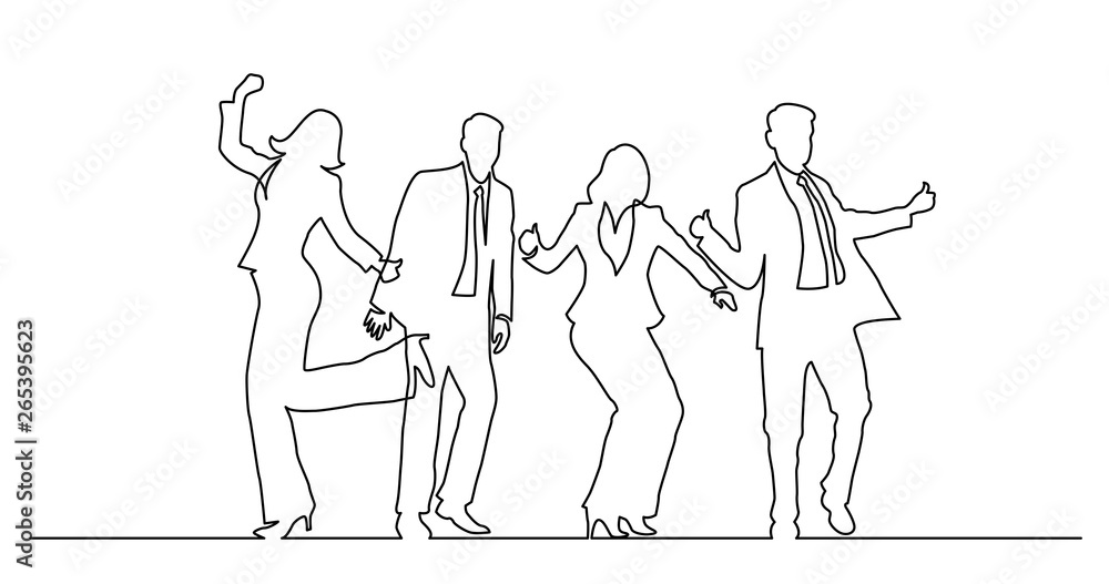 continuous line drawing of happy successful business people Stock ...