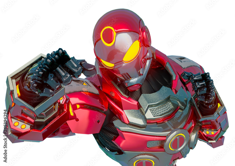 knight vision in a sci fi outfit in a white background Stock ...
