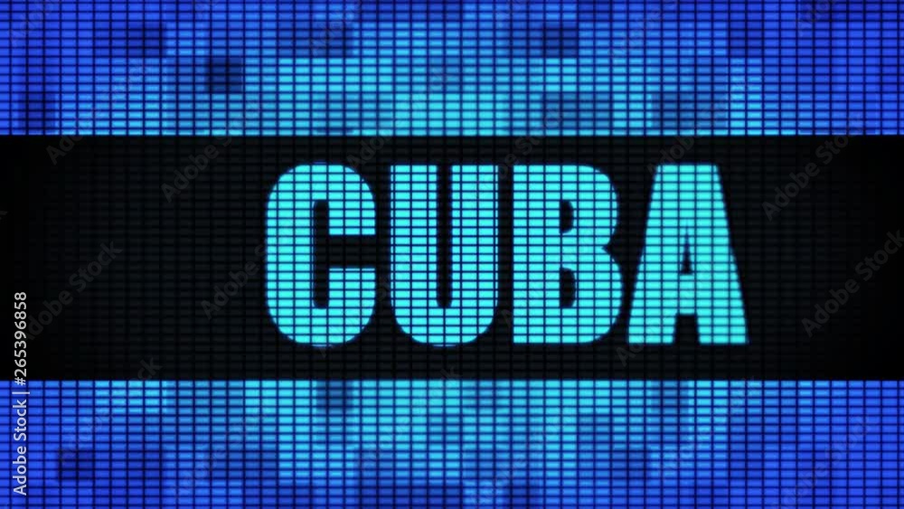 CUBA Front Text Scrolling on Light Blue Digital LED Display Board Pixel ...