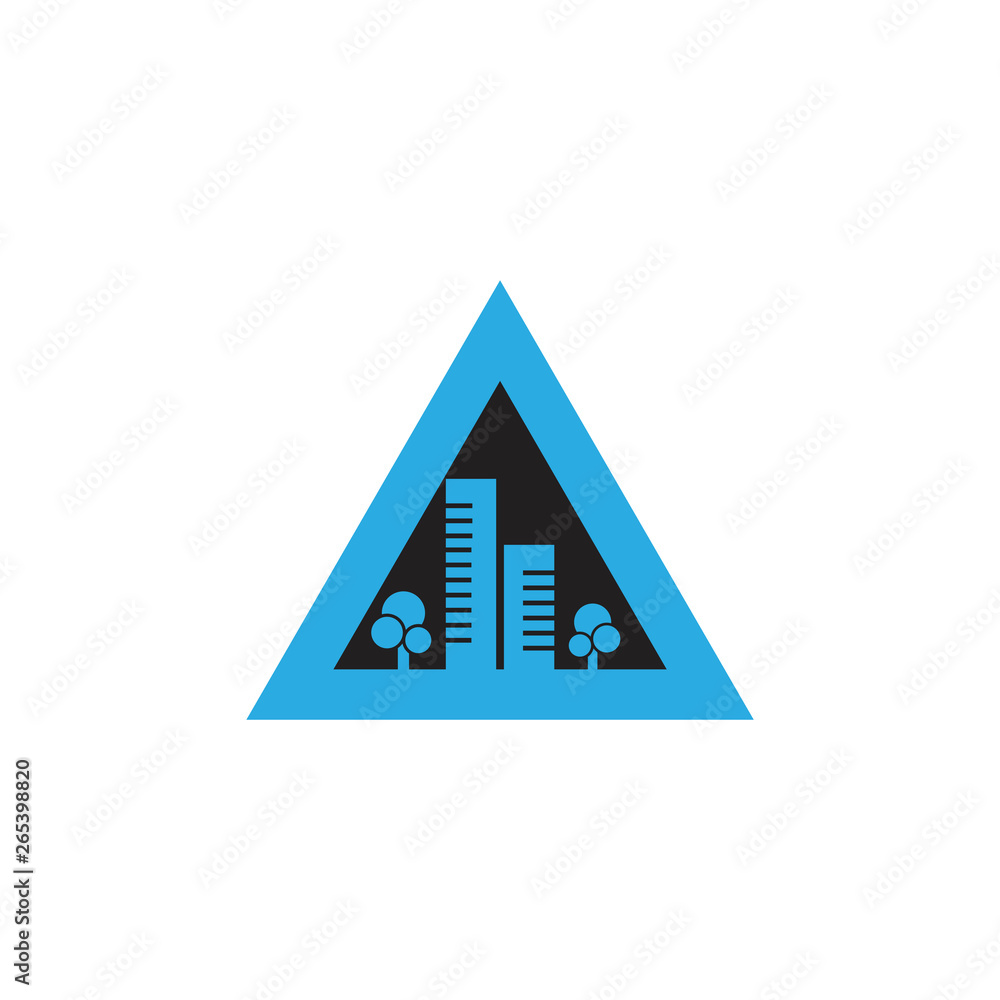 triangle night city symbol logo vector Stock Vector | Adobe Stock