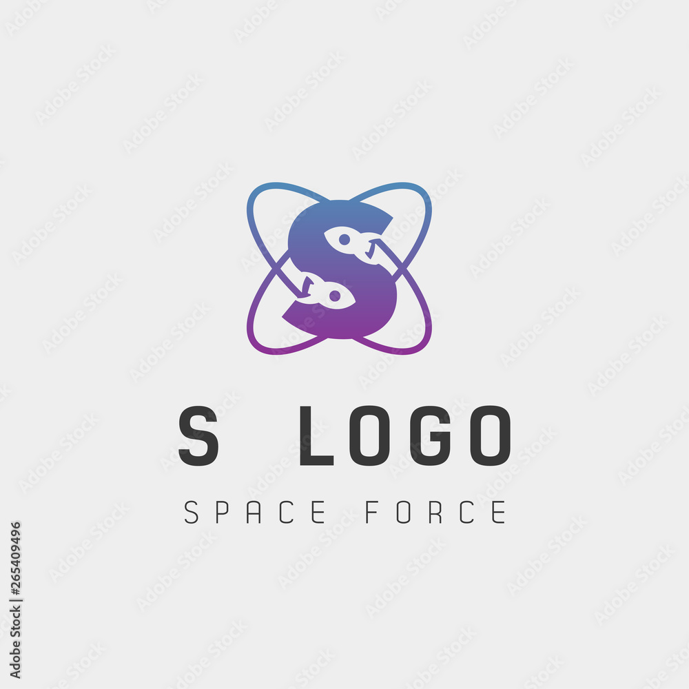 space force logo design s initial galaxy rocket vector in gradient ...