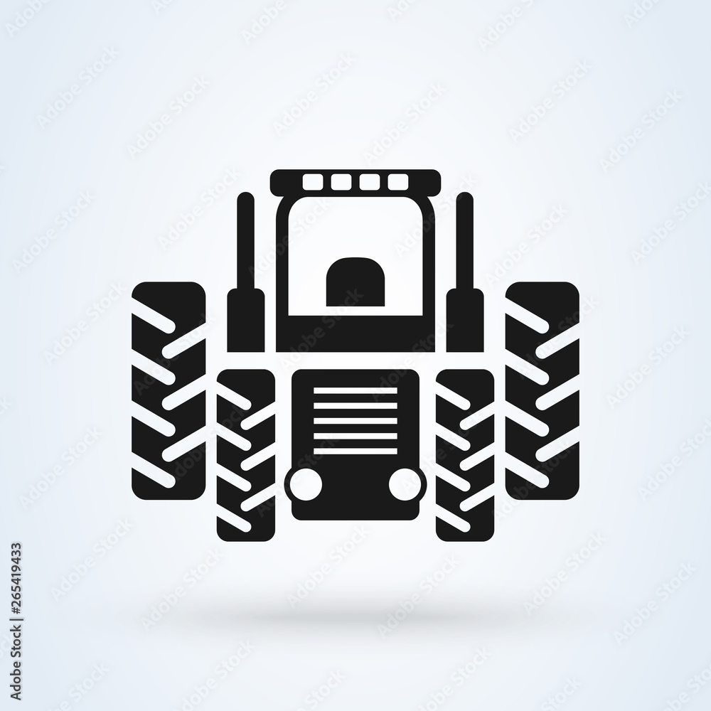 Orange farm tractor front view. Vector illustration isolated Stock ...
