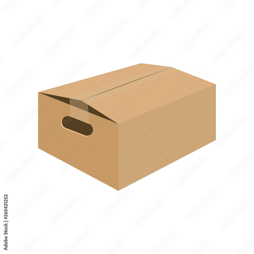 Storage box cartoon illustration. Paper package with hand holes ...