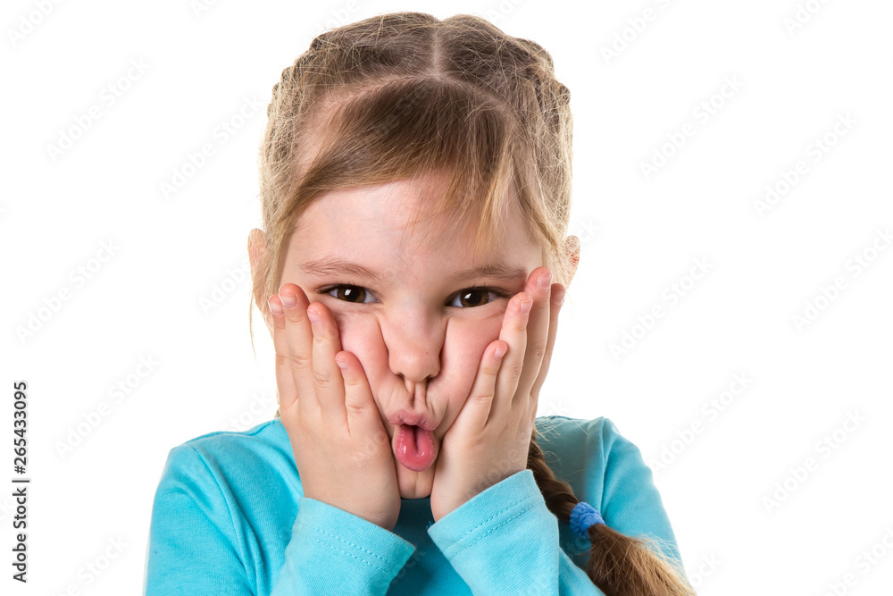 Close up isolated portrait of annoyed angry girl holding hands on her ...