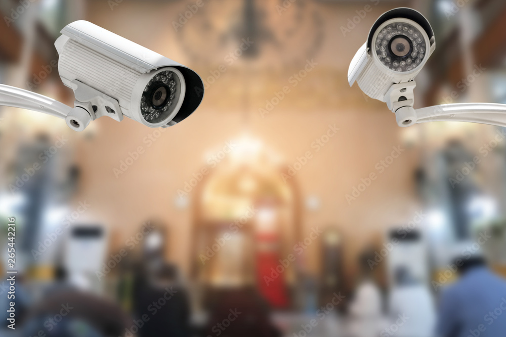 CCTV system security or security camera monitoring in the abstract ...