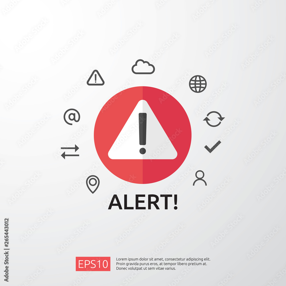 attention warning attacker alert sign with exclamation mark. beware ...