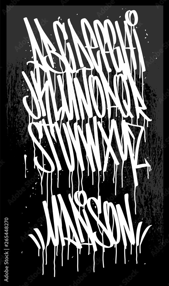 Marker Graffiti Font, handwritten Typography vector illustration. Stock ...