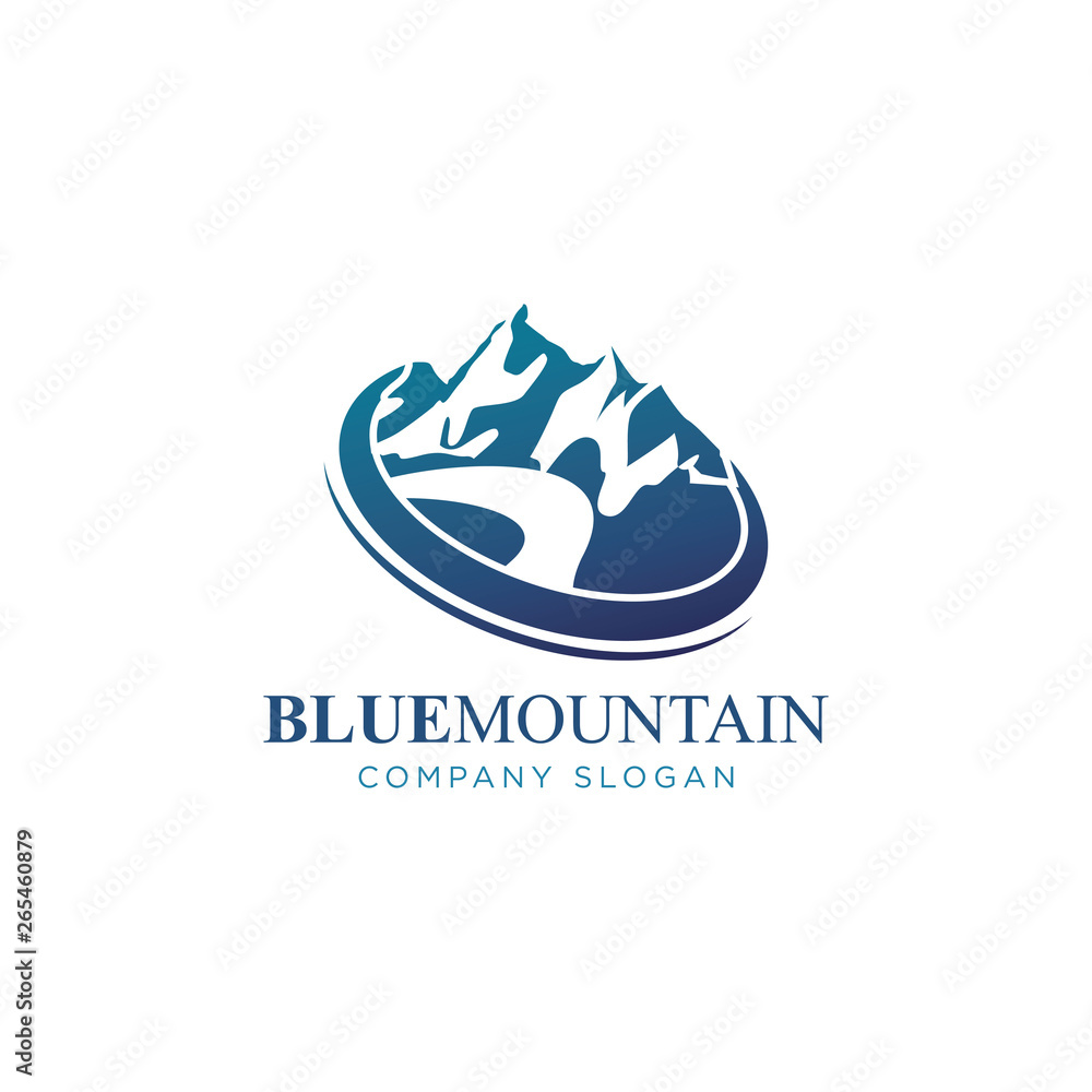 Blue mountain logo - Vector logo template Stock Vector | Adobe Stock