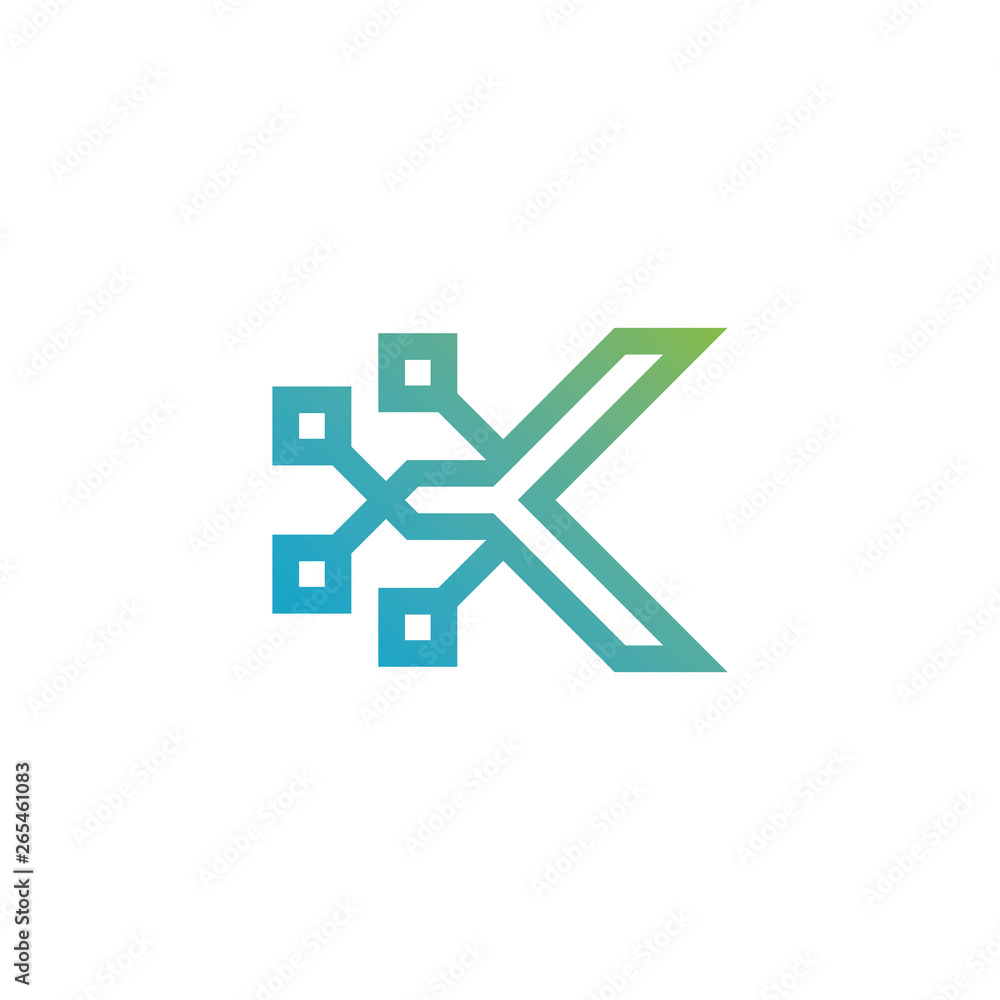 Letter K Technology Logo - Vector logo template Stock Vector | Adobe Stock