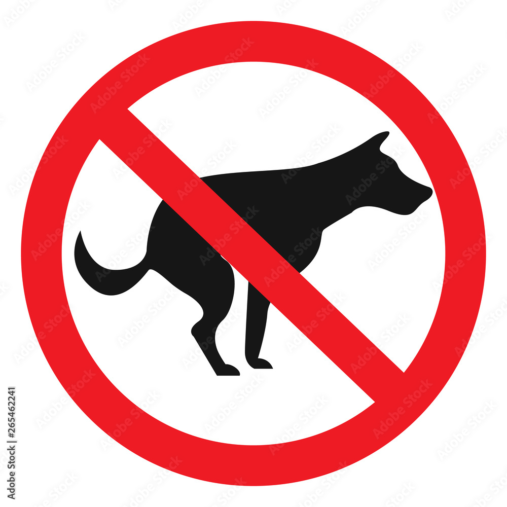 Vector of dog in red stop sign on white background. No dogs. Pet ...
