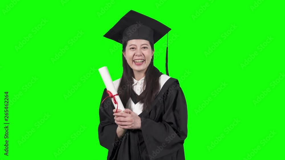 happy beautiful young asian female graduate in traditional clothes and ...