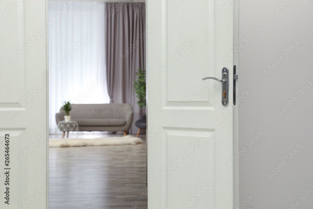 Stylish room interior, view through open door Stock Photo | Adobe Stock