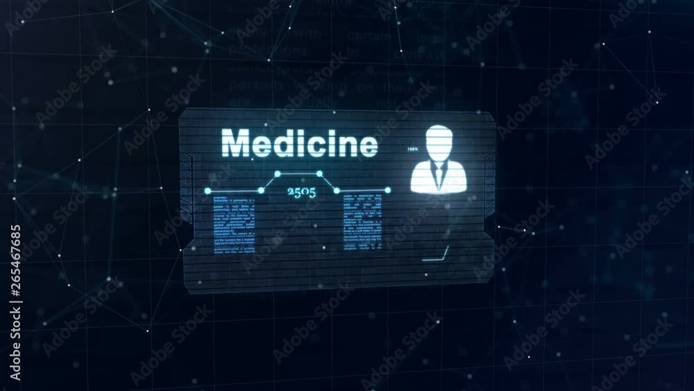 Abstract medical card with head shot and sign of heart rate, pressure ...
