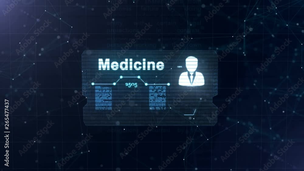 Abstract medical card with head shot and sign of heart rate, pressure ...