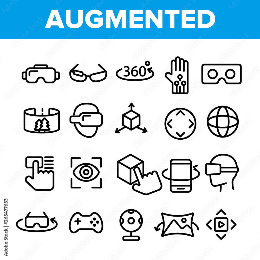 Augmented, Virtual Reality Linear Vector Icons Set. Augmented Virtual ...