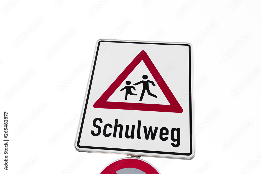 Schulweg Verkehrszeichen Stock Photo | Adobe Stock