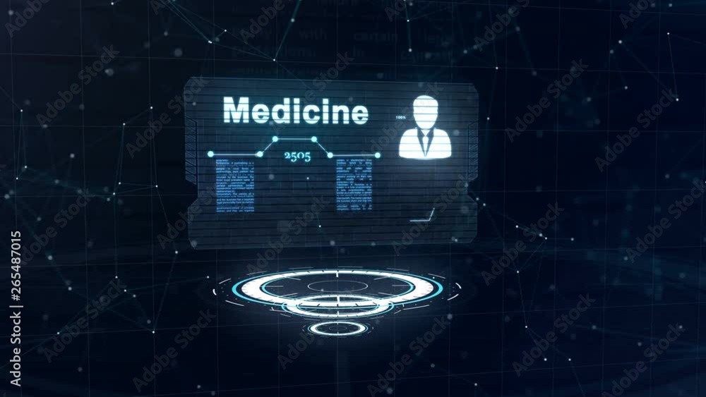 Abstract medical card with head shot and sign of heart rate, pressure ...